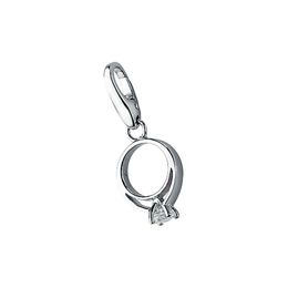 Damen Charm-Einhänger "Ring mit einem Zirkonia, Silber 925", silber, Giorgio Martello MILANO, Silber 925 (Sterlingsilber), Charms