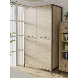 Drehtürenschrank FORTE, B:109,1cm H:199,9cm T:62,2cm, braun, FSC-zertifizierter Holzwerkstoff, Schränke