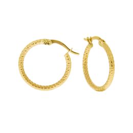 Diamonds by Ellen K. Damen Paar Creolen "Gold 375 strukutriert 18mm", one-size, Gold, gelb, FASCINATION BY ELLEN K., Gold, Ohrringe