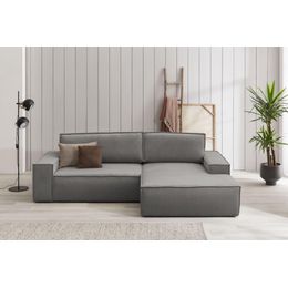Ecksofa Home Affaire, B:267cm H:85cm T:167cm, grau, 100% Polyester, Sofas, "SHERWOOD Schlafsofa 267 cm, L-Form", Schlaffunktion mit Bettkasten