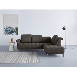 Ecksofa Inosign, B:260cm H:79cm T:220cm, grau, 98% Polyester 2% Polyamid, Wohnzimmer, Sofas, "Fresh L-Form", Federkern, wahlweise Kopfteilverstellung