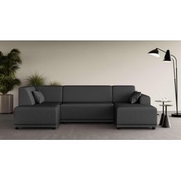 Wohnlandschaft Home Affaire, B:296cm H:80cm T:162cm, grau, 100% Polyester, Sofas, "TAMMO", U-Form