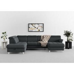 Sit & More Wohnlandschaft SIT & MORE, B:304cm T:216cm, grau, 100% Polyester, Sofas, "Marano U-Form", inklusive Kopfteilverstellung, wahlweise mit Bettfunktion,
