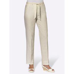 Inspirationen Damen B&uuml;gelfaltenhose, beige, Gr. 38, unifarben, 55% Leinen, 45% Viskose, Hosen