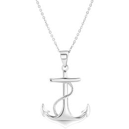Firetti Damen Kette mit Anhänger "Schmuck Geschenk Silber 925 Halsschmuck Halskette Ankerkette Anker", Silber 925 (Sterlingsilber), L: 45 B: 1mm,