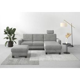 Ecksofa Home Affaire, B:249cm H:91cm T:164cm, silber, 100% Polyester, Wohnzimmer, Sofas, "Summer L-Form", mit Recamiere, mit oder ohne Bettfunktion