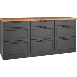Unterschrank KOCHSTATION, B:180cm H:86cm T:60cm, grau, Holzwerkstoff, MDF, Küche, Schränke, "KS-Lana", Breite 180 cm