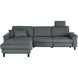 Ecksofa 3C CANDY, B:308cm H:91cm T:185cm, grau, 100% Polyester, Wohnzimmer, Sofas, "Mainau L-Form", Relaxfunktion im 1,5-Sitzer, motorische