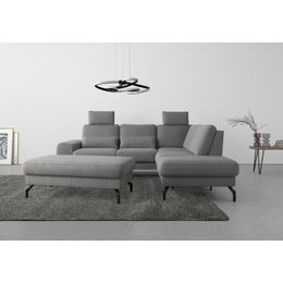 Sit & More Ecksofa SIT & MORE, B:260cm H:91cm T:226cm, grau, Wohnzimmer, Sofas, "Cinturo L-Form", inklusive Sitztiefenverstellung und Federkern, Sitzhöhe 48 cm