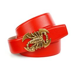 Anthoni Crown Damen Lederg&uuml;rtel, rot, Gr. 95, unifarben, Leder, G&uuml;rtel, mit "Skorpion" Schlie&szlig;e zu besonderen Anl&auml;ssen