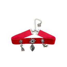 Allgäu Rebell ALLGÄU REBELL Damen Kette mit Anhänger "Doro", rot, Basic, Metall, Halsketten, mit Glassteinen