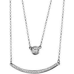 Firetti Damen Kette mit Anhänger "Schmuck Geschenk Silber 925 Halsschmuck Halskette Solitär Stab", Silber 925 (Sterlingsilber), L: 45 B: 1mm, silber,