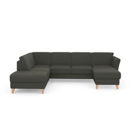 Sit & More Wohnlandschaft SIT & MORE, B:303cm H:87cm T:213cm, grau, Sofas, "Visby U-Form", wahlweise mit Bettfunktion und Stauraum, frei im Raum stellbar