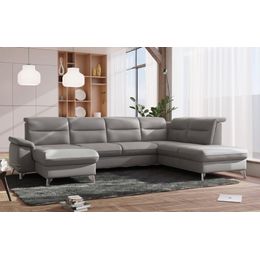 Sit & More Wohnlandschaft SIT & MORE, B:327cm H:91cm T:225cm, grau, 100% Polyester, Sofas, "Astoria U-Form", wahlweise mit motorischer Relaxfunktion