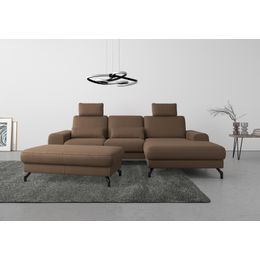 Sit & More Ecksofa SIT & MORE, B:283cm H:88cm T:175cm, braun, Wohnzimmer, Sofas, "Cinturo L-Form", inklusive Sitztiefenverstellung und Federkern, Sitzhöhe 45 cm