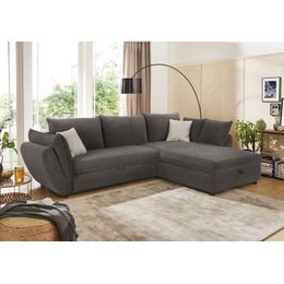 Jockenhöfer Ecksofa, B:303cm T:101cm, grau, JOCKENHÖFER GRUPPE, Korpus: 100% Polyester;Kissen: 75% Baumwolle, 25% Polyester, Wohnzimmer, Sofas, "Jerez L-Form",