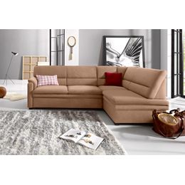 Sit & More Ecksofa SIT & MORE, B:245cm H:89cm T:161cm, braun, NaturLEDER (echtes Rindsleder), Korpus in Kunstleder SOFTLUX;Luxus-Microfaser (90% Polyester, 10%