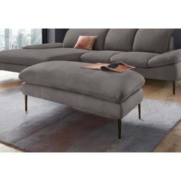 Hocker W.Schillig, B:106cm H:45cm T:71cm, grau, Chenille-Flachgewebe R66 (85% Polyester, 15% Nylon);Longlife Xtra-Leder Z59: Glattleder mit modischer