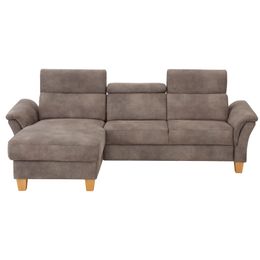 Ecksofa Home Affaire, B:256cm H:84cm T:167cm, braun, 100% Polyester, Wohnzimmer, Sofas, "Conville L-Form", Federkern, wahlweise mit Bettfunktion und
