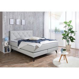 Boxspringbett Maintal, grau, Topperbezug Microfaser aus 100% Polyester;Bezug der Spiegelfläche Matratzendrell aus 100% Polyester;Strukturstoff-Bezug