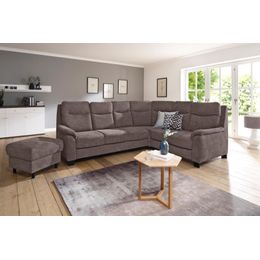 Ecksofa Home Affaire, B:265cm H:104cm T:215cm, grau, Struktur weich (90% Polyester / 10% Polyamid);Luxus-Microfaser (100% Polyester);Luxus-Microfaser
