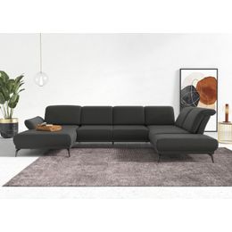 Wohnlandschaft Inosign, B:382cm H:88cm T:242cm, grau, 95% Polyester, 5% Polyamid, Sofas, "Coco U-Form", Sitztiefen-, Arm- und Kopfteilverstellung,