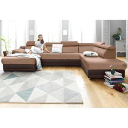 Sit & More Wohnlandschaft SIT & MORE, B:338cm H:94cm T:215cm, braun, Kunstleder SOFTLUX;Luxus-Microfaser ALTARA NUBUCK (100% Polyester);Luxus-Microfaser (90%