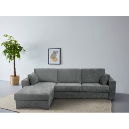 Ecksofa Home Affaire, B:280cm H:85cm T:173cm, grau, 100% Polyester, Wohnzimmer, Sofas, "Roma "M" Matratzenhöhe 14 cm, Dauerschlaffunktion, mit