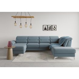 Sit & More Wohnlandschaft SIT & MORE, B:326cm H:85cm T:220cm, blau, 90% Polyester, 10% Polyamid, Sofas, "Sinatra U-Form", optional mit Kopfteilverstellung und