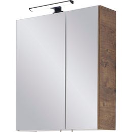 Spiegelschrank SAPHIR, B:60cm H:70cm T:20cm, braun, Spanplatte, Badezimmer, Schränke, "Quickset 374 Badschrank, 2 Spiegeltüren, 2 Einlegeböden, 60 cm