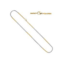 Jobo Damen Goldkette, Gelbgold 585 Weißgold 585, L: 42, gelb, Gelbgold 585, Weißgold 585, Halsketten, Zopfkette 585 Gold bicolor 42 cm 2,2 mm