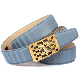 Anthoni Crown Damen Lederg&uuml;rtel, blau, festlich, Gr. 100, gepflegt, gl&auml;nzend, unifarben, Leder, G&uuml;rtel, mit goldfarbener stilisierter Lilien-Schnalle