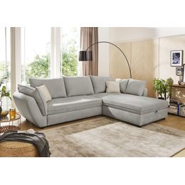 Jockenhöfer Ecksofa, B:303cm T:101cm, grau, JOCKENHÖFER GRUPPE, Korpus: 100% Polyester;Kissen: 75% Baumwolle, 25% Polyester, Wohnzimmer, Sofas, "Jerez L-Form",