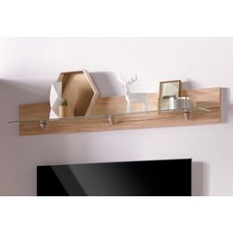 Wandboard Home Affaire, B:140cm H:20cm T:17cm, beige, FSC-zertifizierter Holzwerkstoff, Glas, Regale, "Denis", mit Glasboden