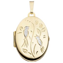 Jobo Damen Medallionanh&auml;nger "Anh&auml;nger Medaillon oval", Gelbgold 333, gold, Gelbgold 333, Schmuckanh&auml;nger, 333 Gold