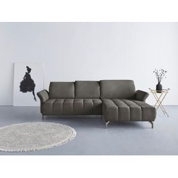 Ecksofa Inosign, B:281cm H:79cm T:185cm, grau, 98% Polyester 2% Polyamid, Wohnzimmer, Sofas, "Fresh L-Form", Federkern, wahlweise Kopfteilverstellung