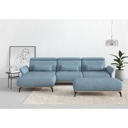 Ecksofa Places of Style, B:324cm H:93cm T:184cm, blau, 100% Polyester, Wohnzimmer, Sofas, "Fjord L-Form", massiv, wahlweise mit Armlehnfunktion,