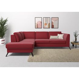 Sit & More Ecksofa SIT & MORE, B:248cm H:88cm T:201cm, rot, 100% Polyester, Wohnzimmer, Sofas, "Olsen L-Form", inklusive Sitztiefenverstellung, wahlweise mit