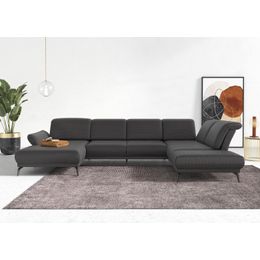 Wohnlandschaft Inosign, B:382cm H:88cm T:242cm, grau, 100% Polyester, Sofas, "Coco U-Form", Sitztiefen-, Arm- und Kopfteilverstellung, Cord-Bezug,