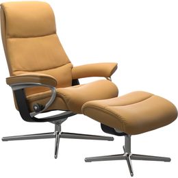 Relaxsessel stressless, B:78cm H:108cm T:78cm, gelb, Wohnzimmer, Sessel, "View", mit Cross Base, Größe S, M & L, Holzakzent Schwarz