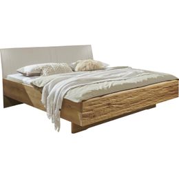 Futonbett Wiemann, B:189cm H:97cm L:208cm, beige, Betten, "Cordoba", Absetzungen in Riffholz Polsterkopfteil in Kunstleder Champagner