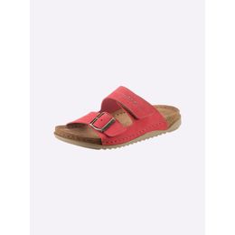 Fischer Damen Pantolette, Gr. 38, rot, Lederimitat, Schuhe