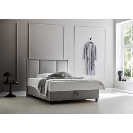 Boxbett, B:145cm L:213cm, grau, ATLANTIC HOME COLLECTION, Komplettbetten, "ARLA", mit Taschen-Federkernmatratze und Bettkasten