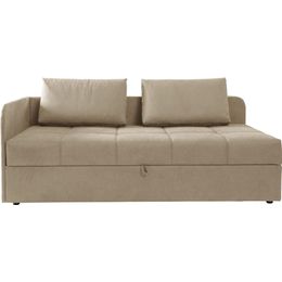 Schlafsofa Alina, B:205cm H:73cm T:95cm, beige, Chenille EQE (100% Polyester), Kinderzimmer, Sofas, "Marla", inkl. Stauraum & 2 Rückenkissen,