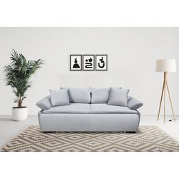 Schlafsofa Inosign, B:224cm H:48cm T:104cm, silber, 100%Polyester, Kinderzimmer, Sofas, "Romeo", mit Boxspringaufbau, Bettfunktion & Bettkasten,