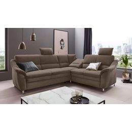 Ecksofa Places of Style, B:249cm H:90cm T:209cm, braun, Luxus-Microfaser Lederoptik (100% Polyester);Luxus-Microfaser (100%