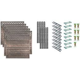 TETZNER & JENTZSCH Dichtzaun "Boston 5", H/L: 180cm x 13,32m, Pfosten: 8 Stk., bunt, TETZNER & JENTZSCH, Zaunelemente, 7 Elemente, LxH: 1332x180 cm