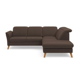 Sit & More Ecksofa SIT & MORE, B:250cm H:91cm T:220cm, braun, 100% Polyester, Wohnzimmer, Sofas, "Romero L-Form", wahlweise mit oder ohne TV-Funktion,
