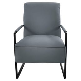 K+w Komfort & Wohnen Cocktailsessel, B:62cm H:77cm T:83cm, blau, K+W KOMFORT & WOHNEN, Sessel, mit bezogenen Armlehnen, Gestell in Metall schwarz Struktur