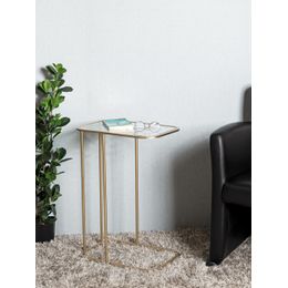 Beistelltisch HAKU, B:45cm H:65cm T:30cm, gold, Wohnzimmer, Tische